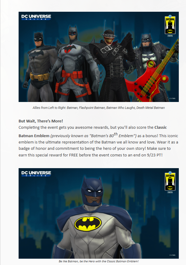 Batman Day Celebration | DC Universe Online Forums